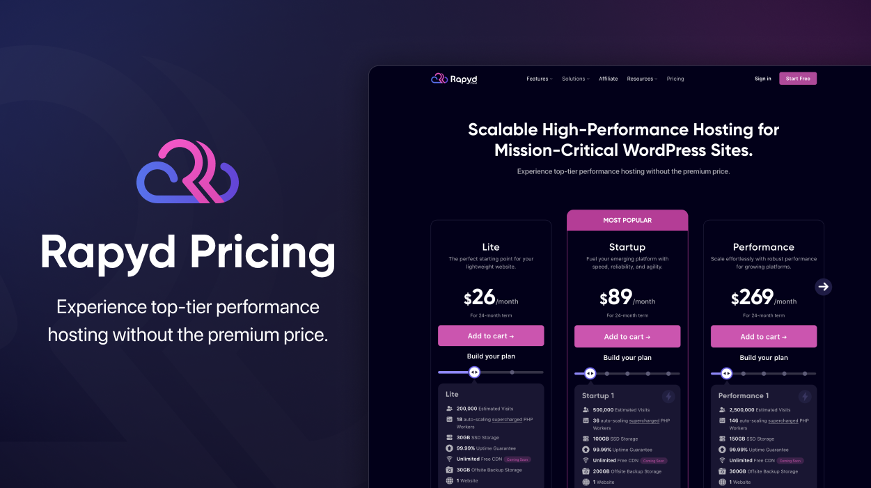 Managed Cloud Hosting Pricing Plans: Rapyd Cloud